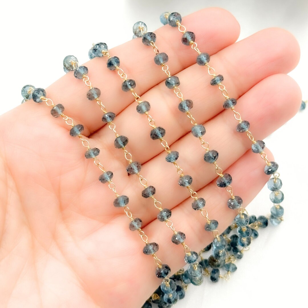 London Blue Topaz Gold Plated Silver Wire Chain, Gold Plated Chain ...