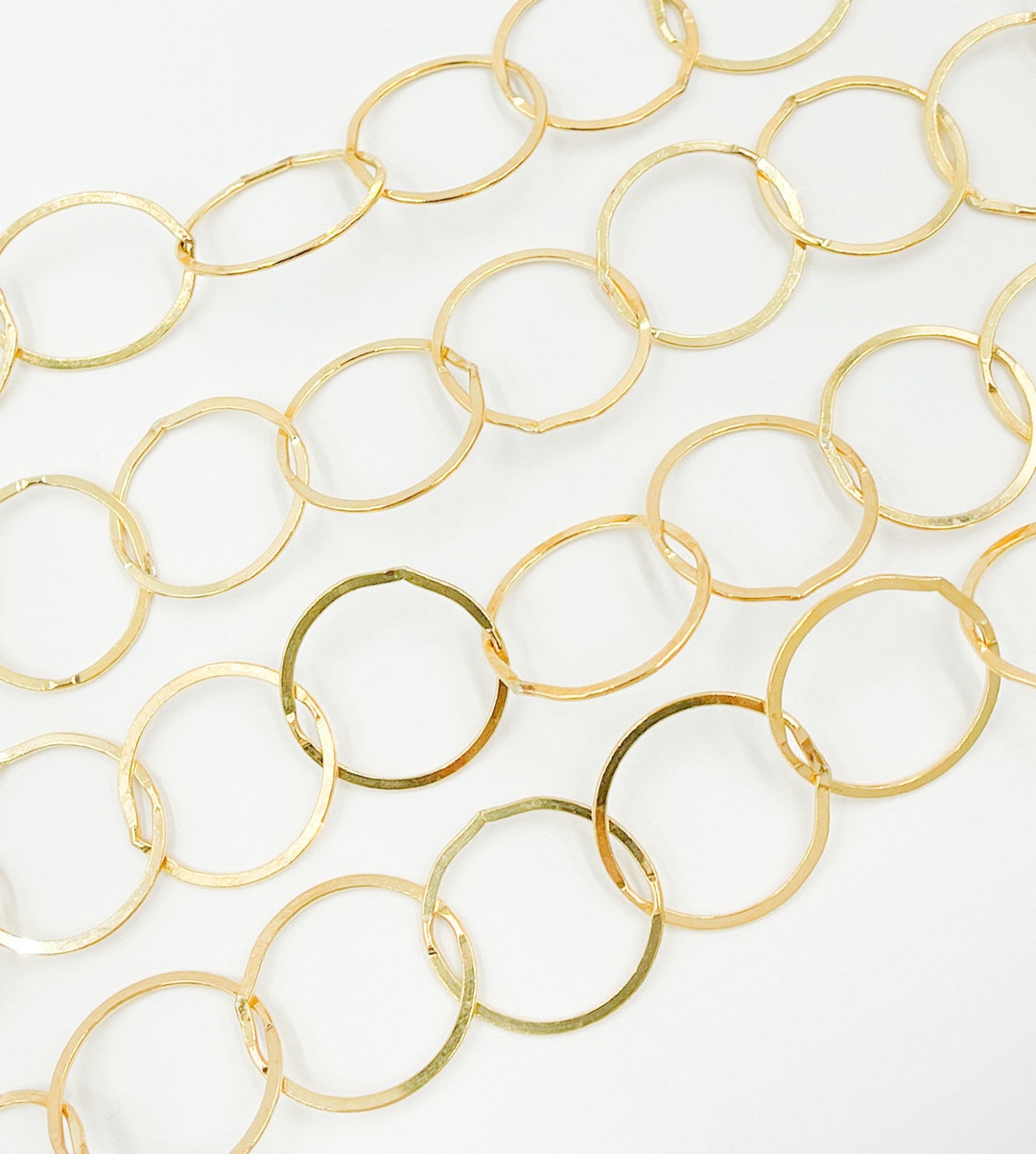 1FT 19mm 14k Gold Filled Chain by Foot, Unfinished Flat Big Circle ...