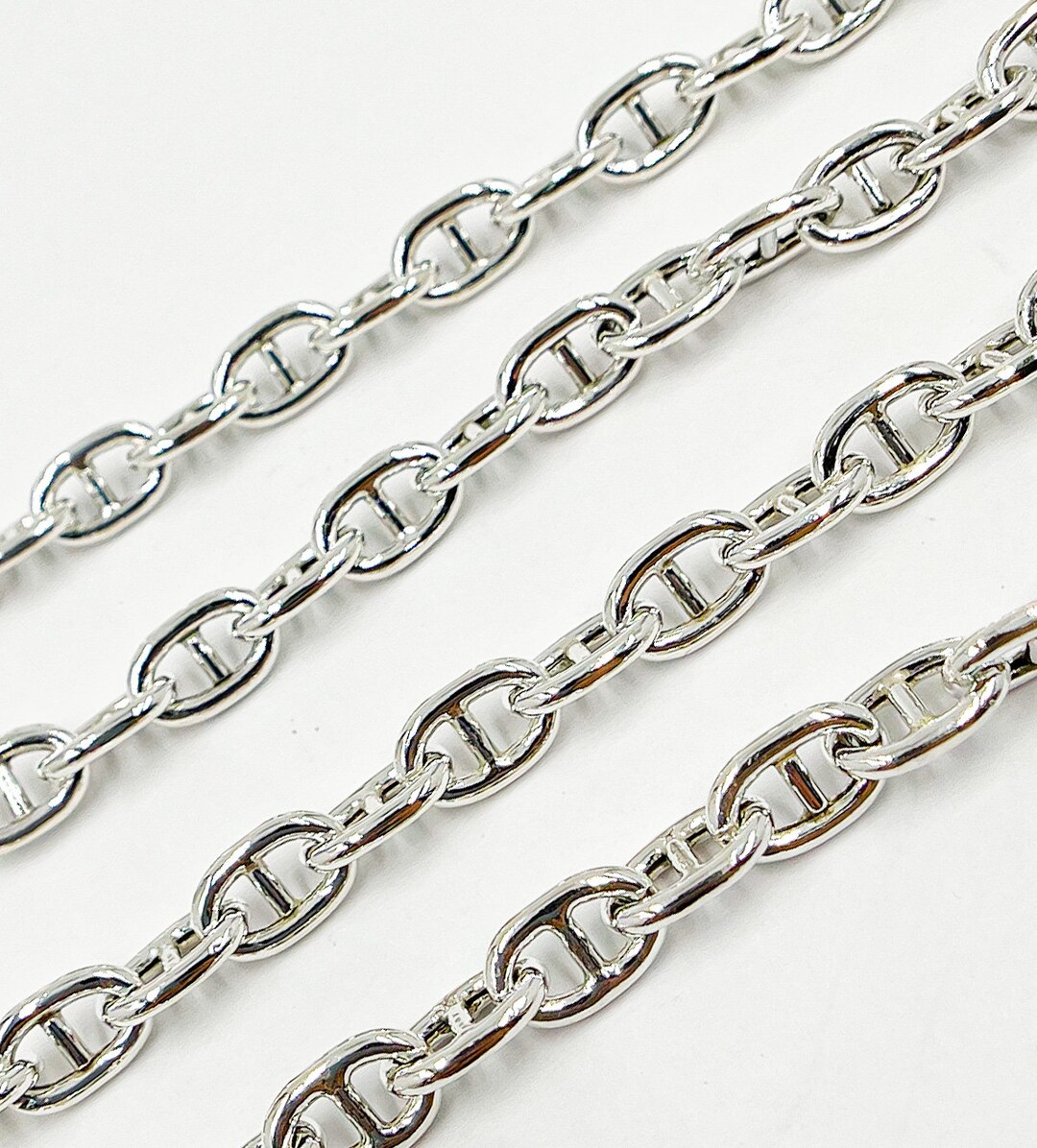 1FT 11x7mm 925 Silver Chain by Foot, Hollow Mariner Unfinished Chain ...