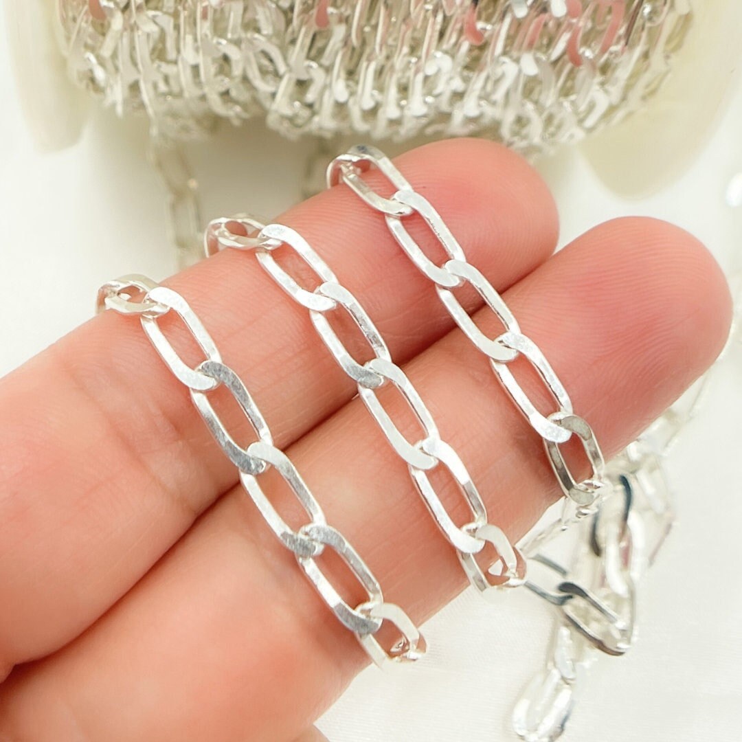 9x4mm 925 Sterling Silver Flat Curb Link Chain, Permanent Jewelry ...