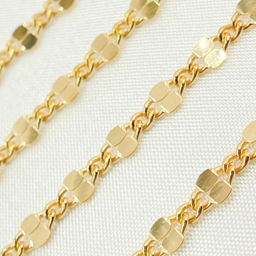 14k Gold Filled Flat Marina Link Chain, Gold Filled, Yellow Gold Filled ...