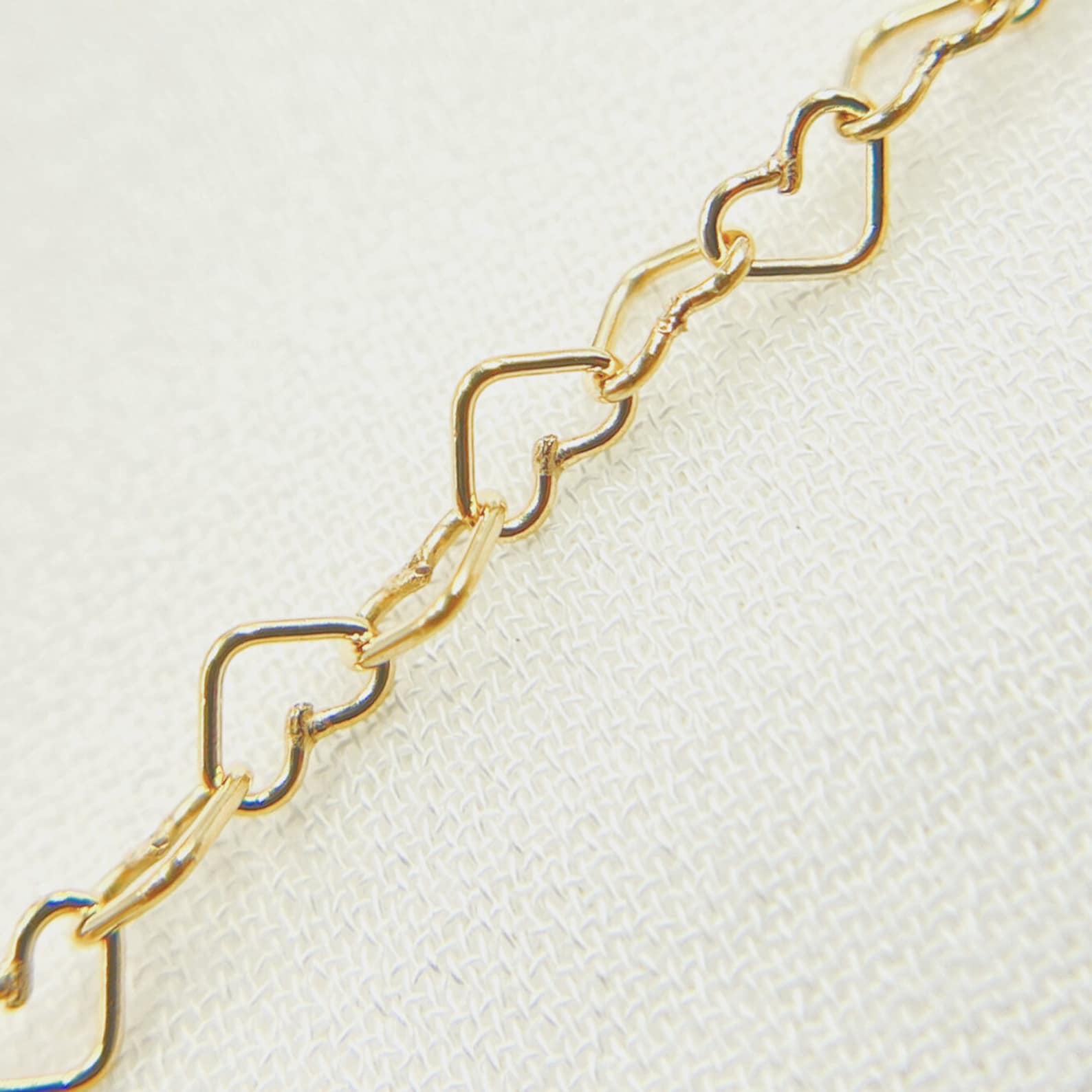14K Gold Filled Heart Link Chain, 14k Gold Filled Chain by Foot, Heart ...