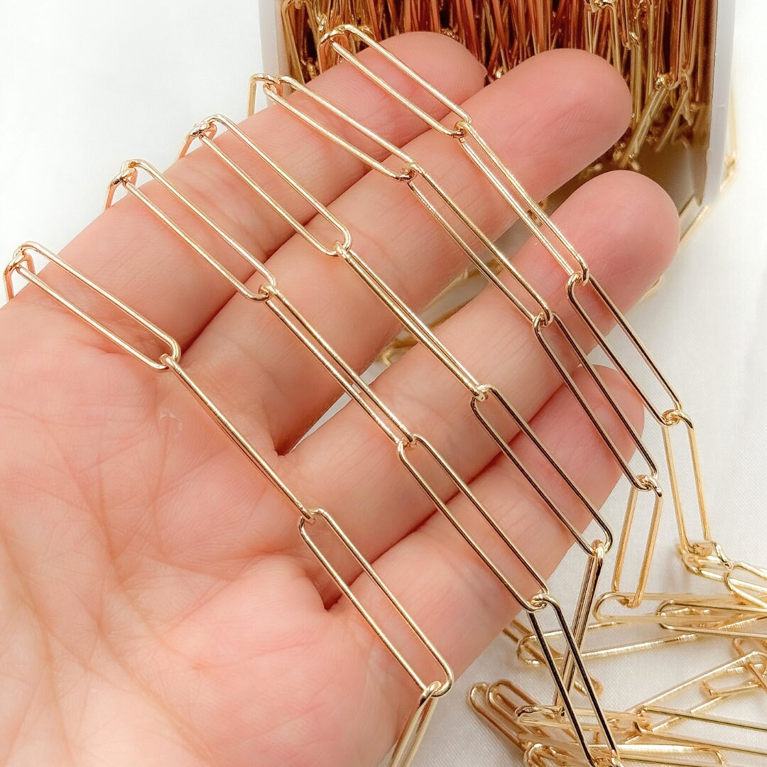 Gold Filled Smooth Paperclip Link Chain, Gold Filled Chain by Foot ...