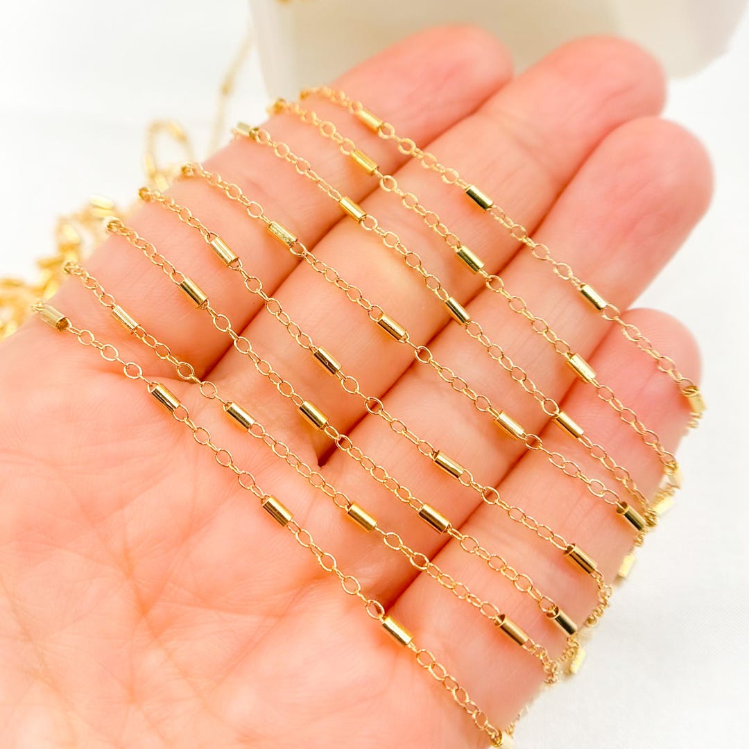 4x2mm 14k Gold Filled Chain by Foot, Tube Satellite Necklace Chain ...