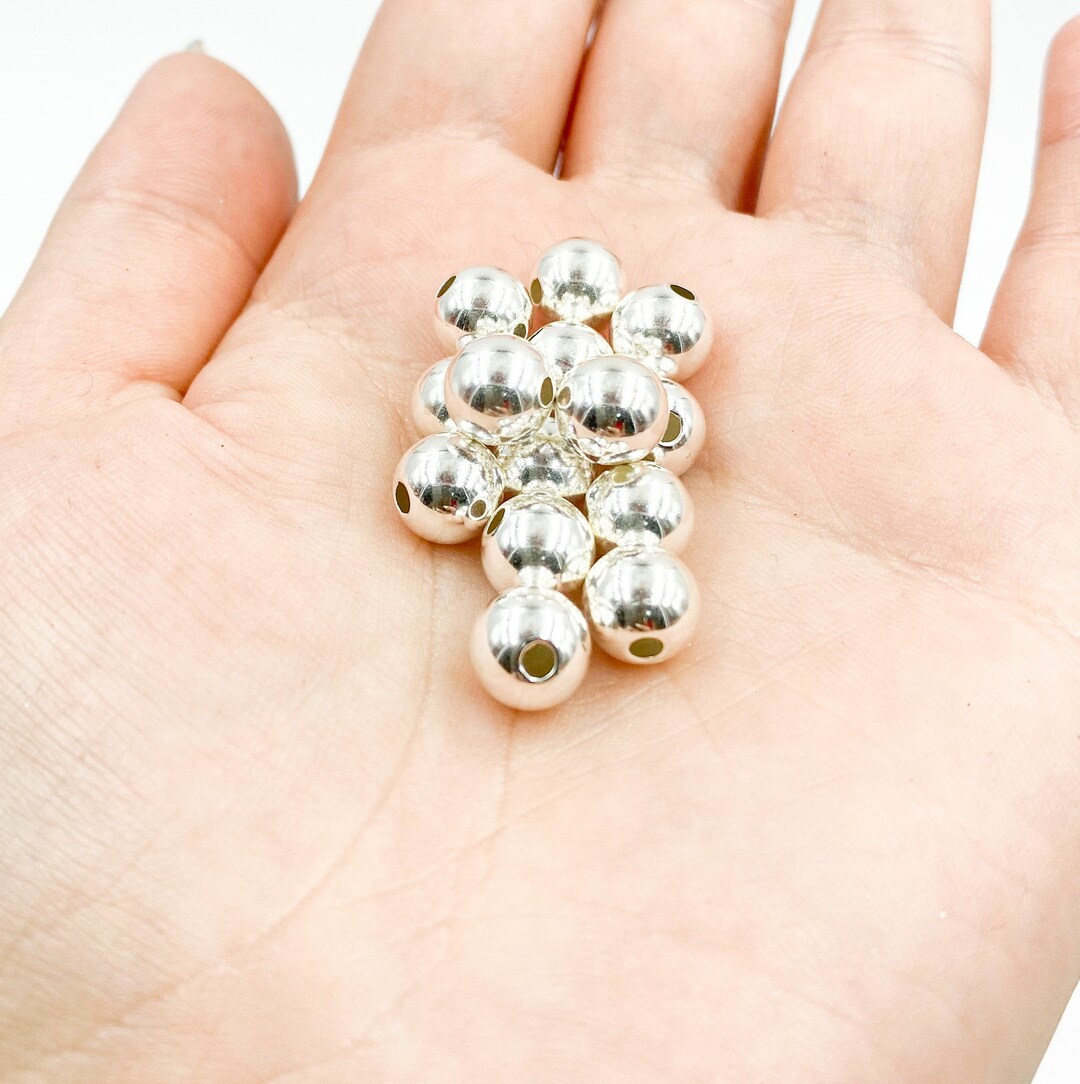10pcs 8mm 925 Silver Seamless Beads, Round Silver Beads, Spacer Beads ...