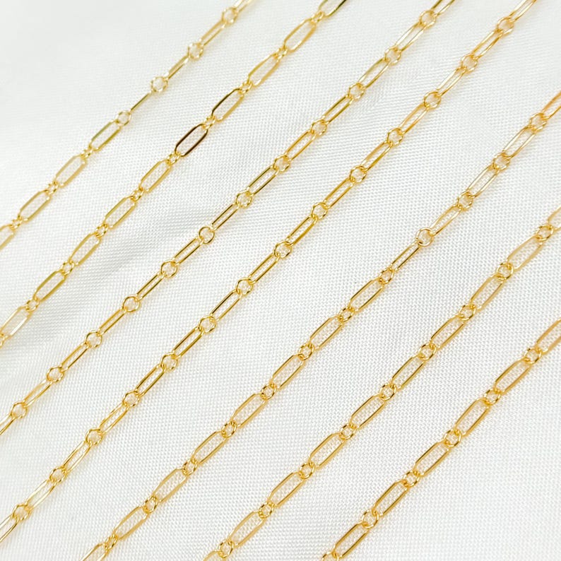 14k Gold Filled Paper Clip Chain, Flat Cable Link by Foot. 141FGF - Etsy