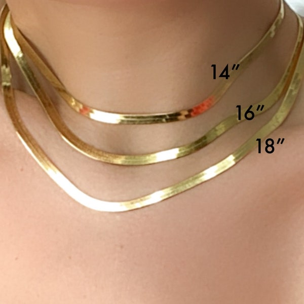 Flat Gold Necklace - Etsy