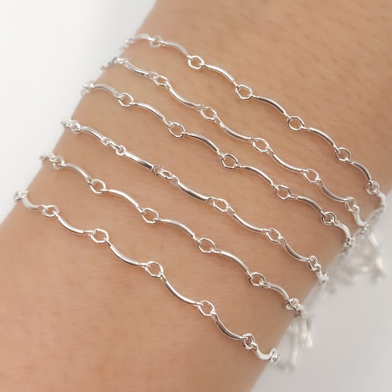 Sterling Silver Bar Link Chain, 8mm Curved Tube, Sold by Foot. 947SS - Etsy