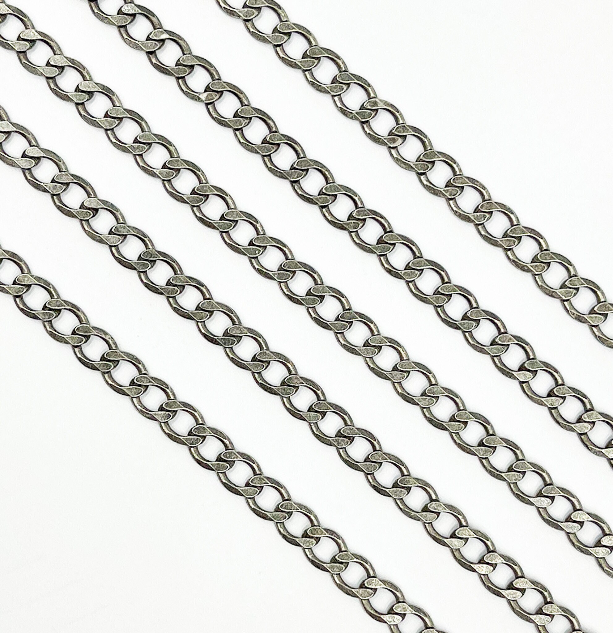 1FT 5mm 925 Oxidized Silver Chain by Foot Unfinished Antique - Etsy ...