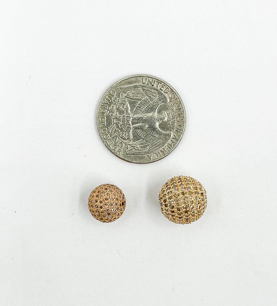 Pave Diamond Ball Bead, 8mm, 9mm, 10mm & 12mm Round Rose Gold 925 ...