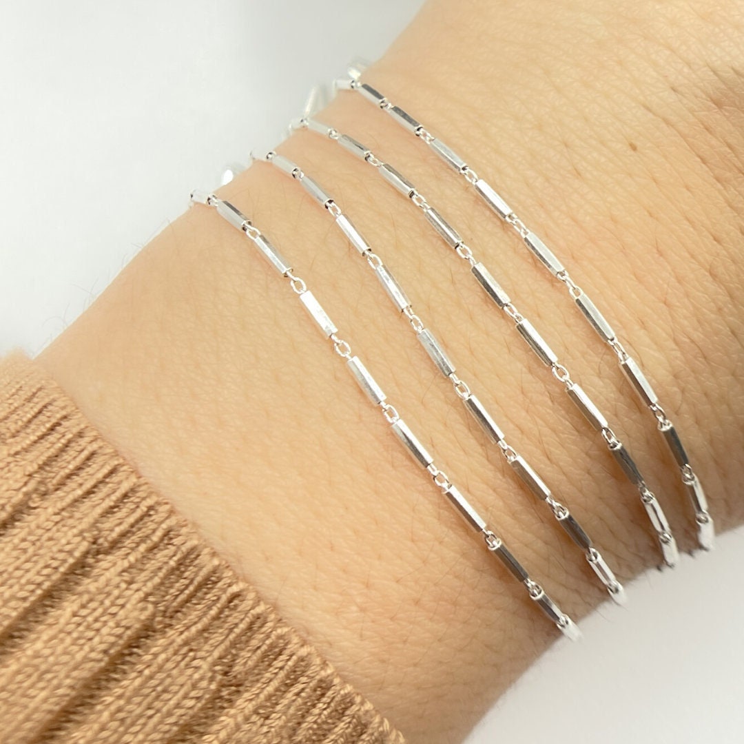 925 Sterling Silver Tube Chain, DIY Bar Chain Wholesale, Stick Link ...