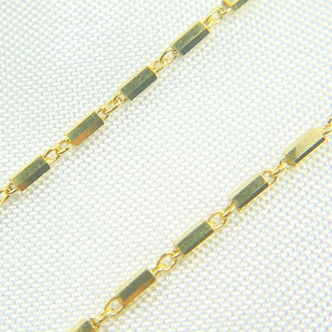 Gold Bar Dainty Filled Chain, Minimalist Necklace - Etsy