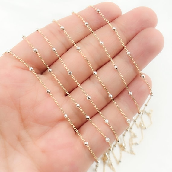 14k Gold Filled With 925 Sterling Silver Beads Satellite Chain Satellite Chain Bead Chain Gold Filled Chain Permanent Jewelry. 1186GF Etsy UK