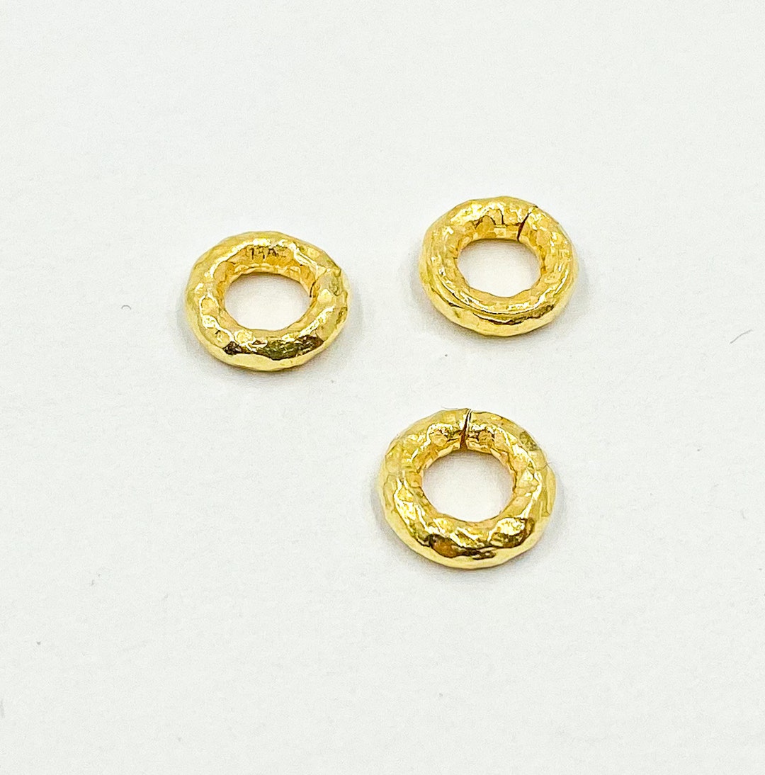 10pcs 8mm 925 Silver Open Heavy Hammered Ring, 14k Gold Plated Heavy ...