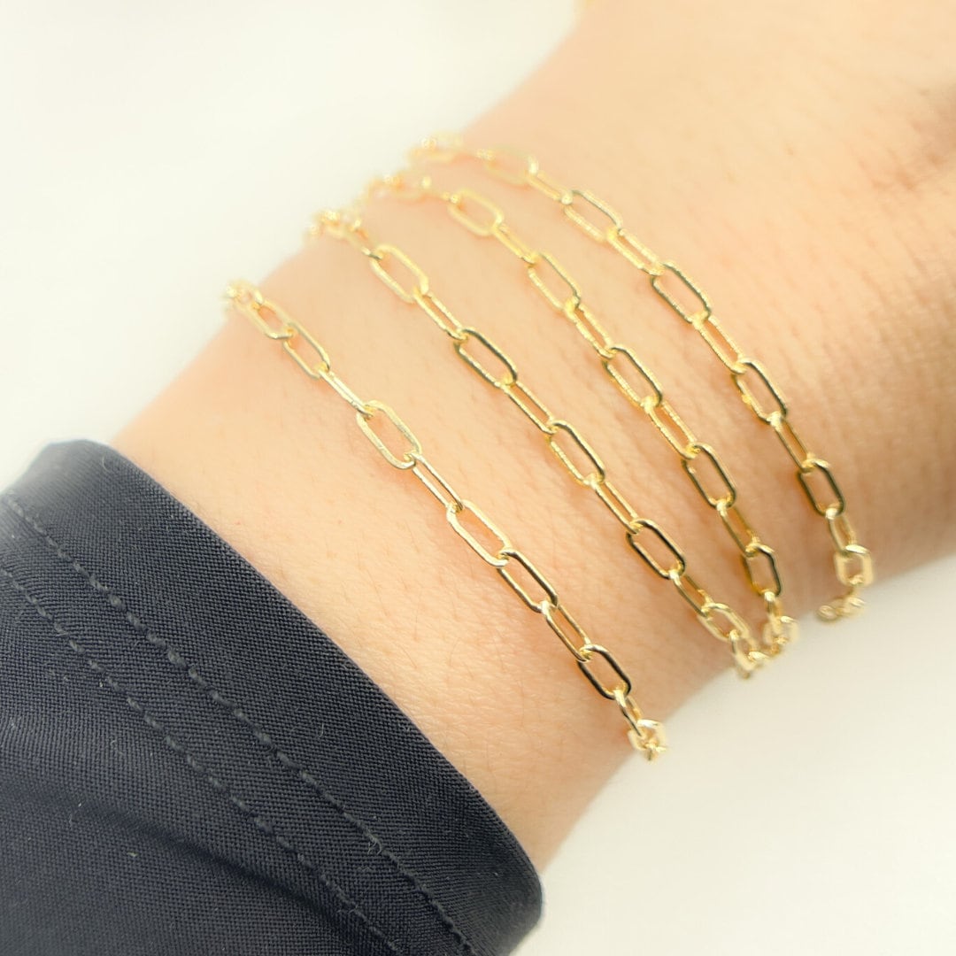 14k Gold Filled Flat Paperclip Chain by Foot, Gold Filled Bulk Chain ...