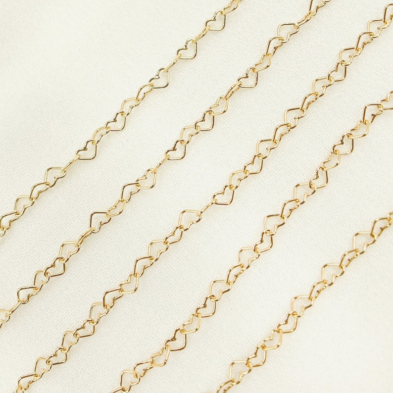 14K Gold Filled Heart Link Chain, 14k Gold Filled Chain by Foot, Heart ...