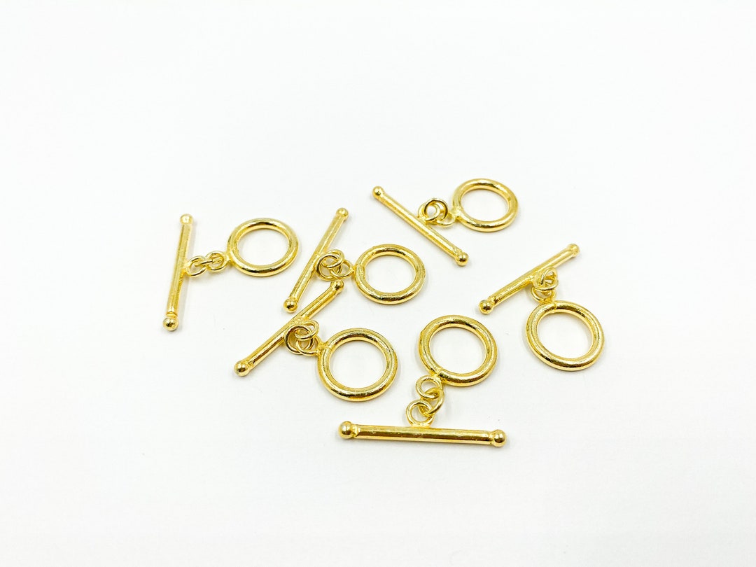 1 Set 14mm 925 Silver Toggle Locket, Gold Plate Round Toggle Clasp ...