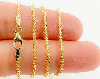 Solid Gold Chain 14K Gold Wheat Chain Necklace Dainty Gold - Etsy