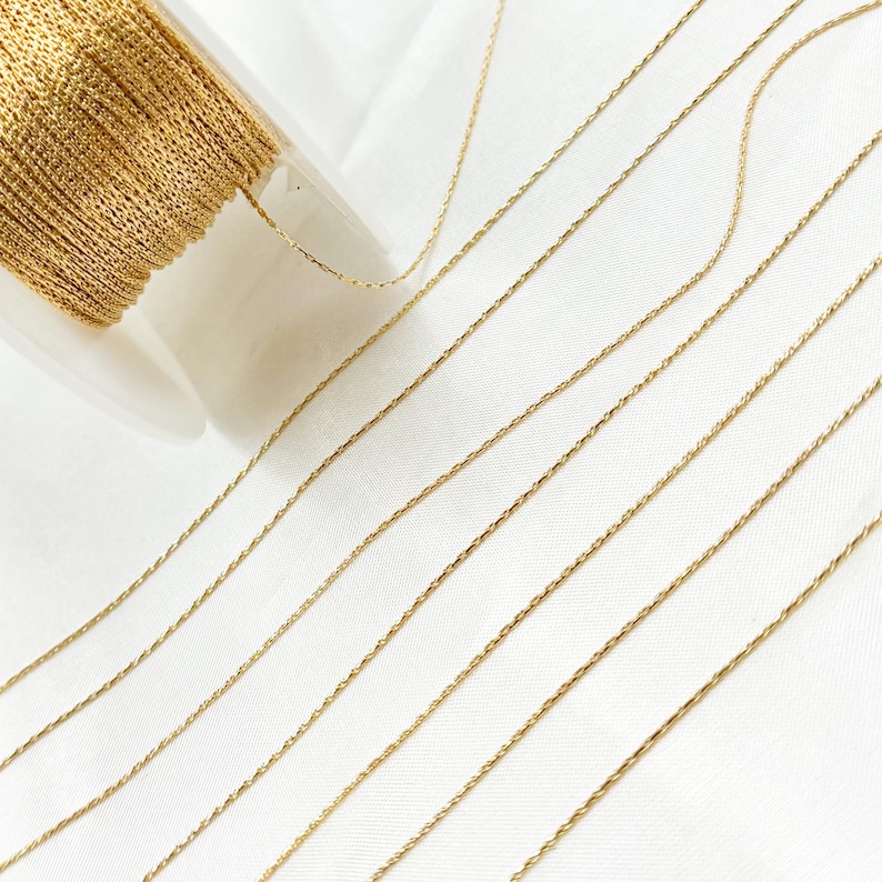 14K Gold Filled Beading Chain, 0.7mm Delicate Snake Chain, Thin Chain ...