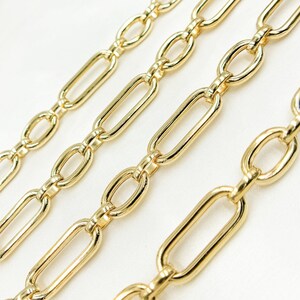 Gold-plated 925 Sterling Silver Smooth Long & Short Links Chain, Gold ...