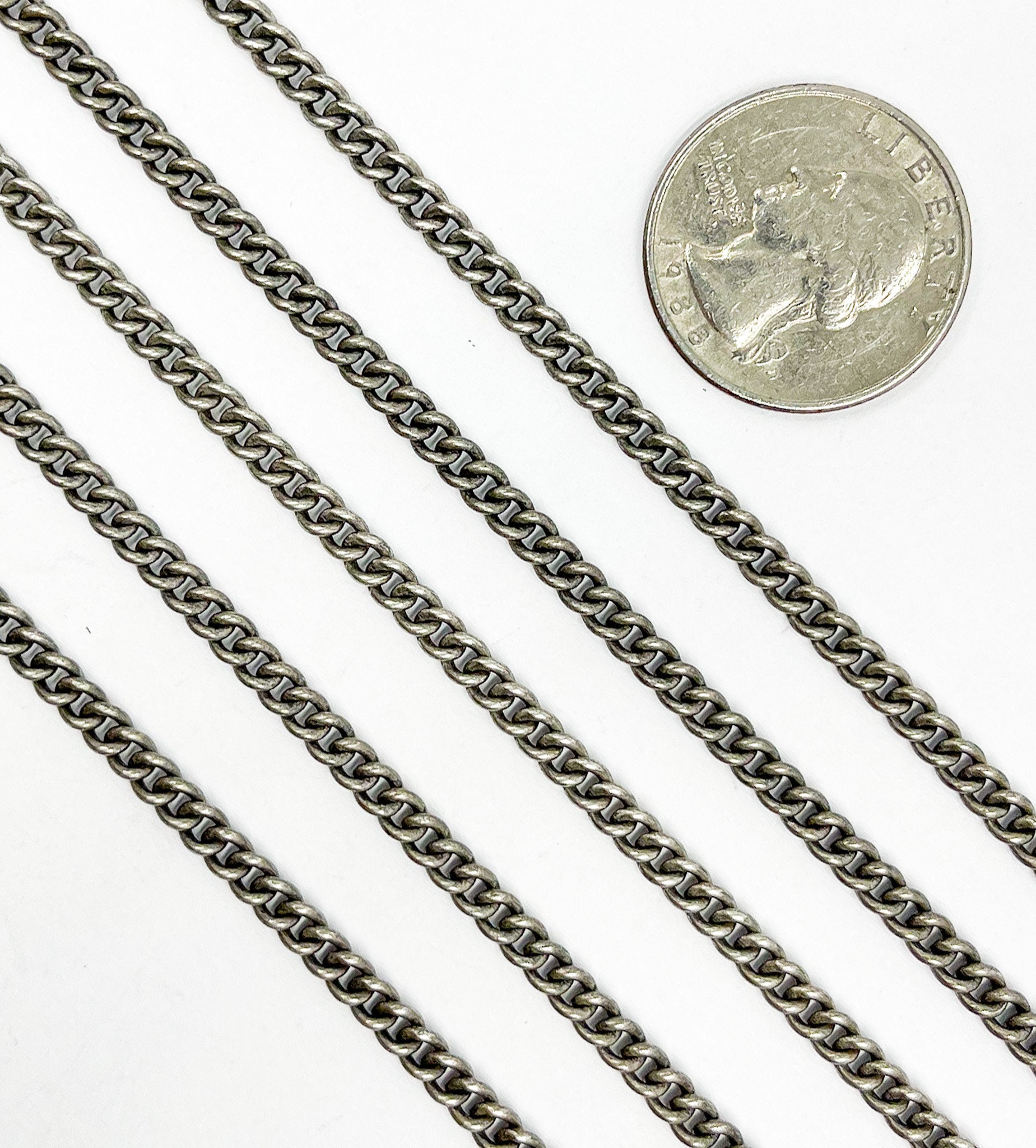 1FT 3mm 925 Silver Oxidized Curb Chain Unfinished Solid - Etsy