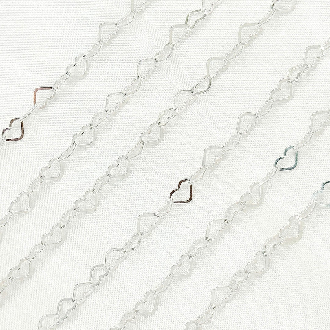 925 Sterling Silver Flat Heart Link, Permanent Jewelry, Sterling Silver ...