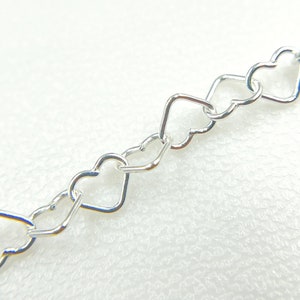925 Sterling Silver Heart Link Chain, Sterling Silver Chain by Foot ...