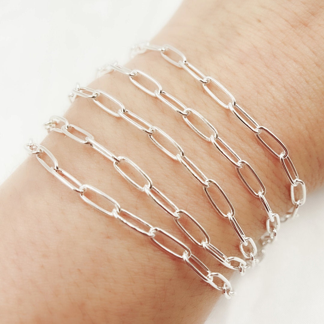 1FT 8x3mm 925 Silver Chain by Foot, Unfinished Oval Link Chain ...