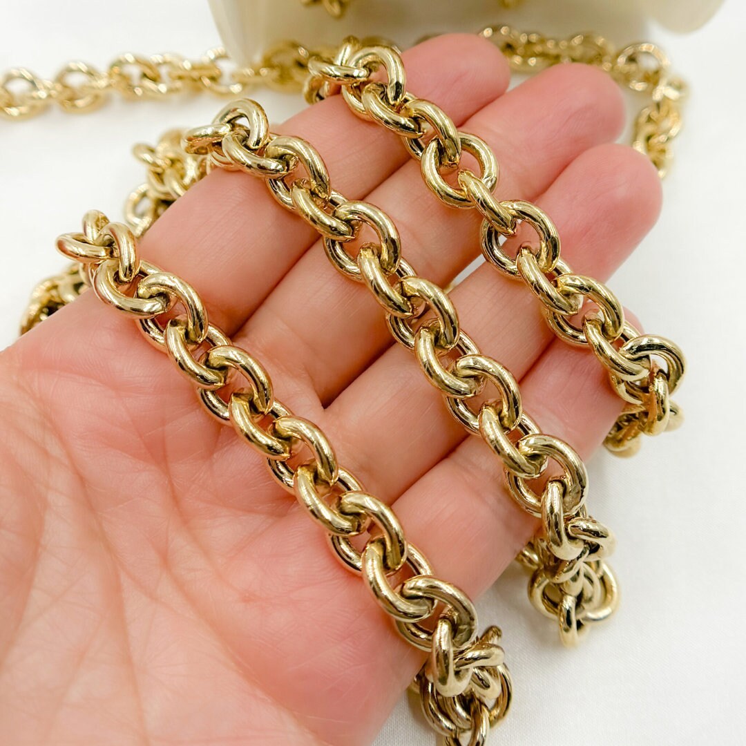 Gold Plated Silver Hollow Smooth Rolo Chain, Permanent Jewelry, Jewels ...