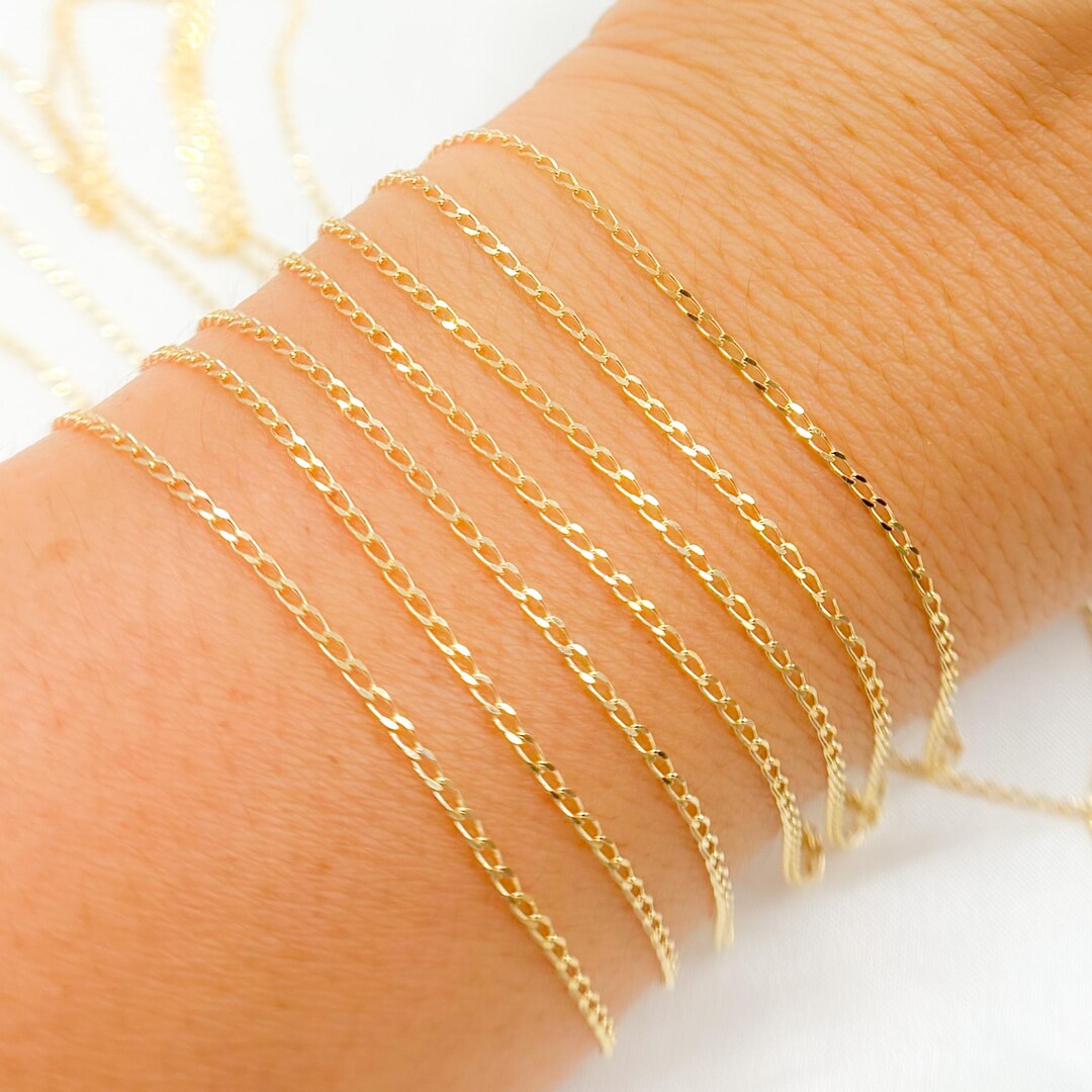 14K Solid Gold Large Curb Chain, Curb Link Chain, Gold Chain by Foot ...