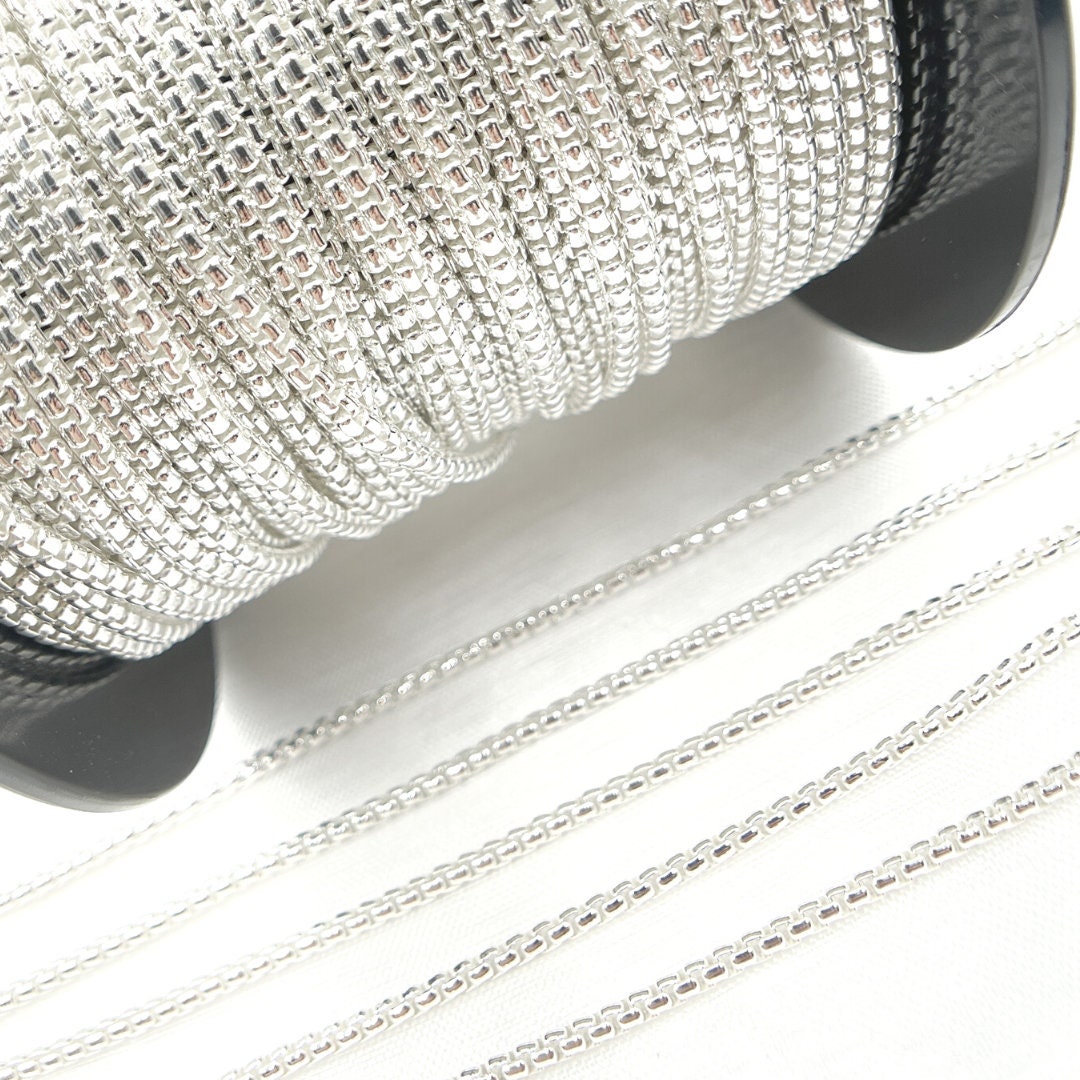 1FT 3mm 925 Sterling Silver Round Smooth Box Chain by Foot, Unfinished ...