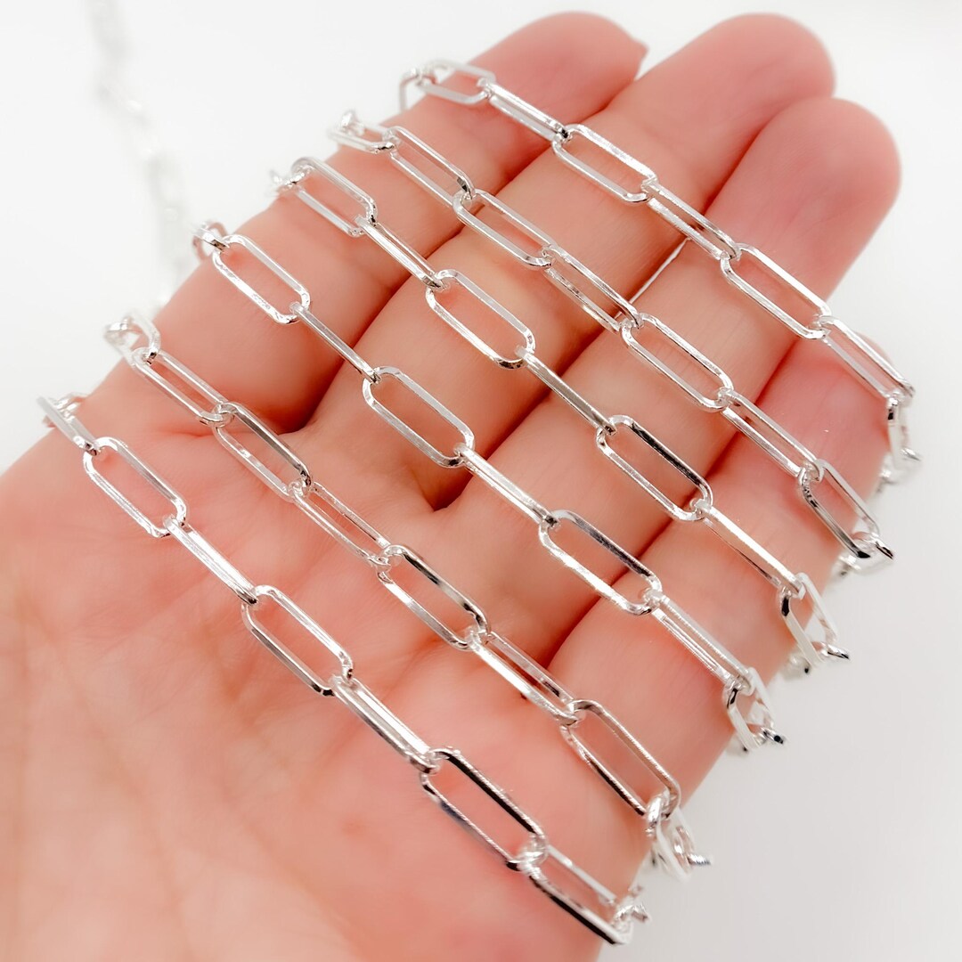 11x4mm 925 Sterling Silver Chain by Foot, Diamond Cut Rectangle Link ...