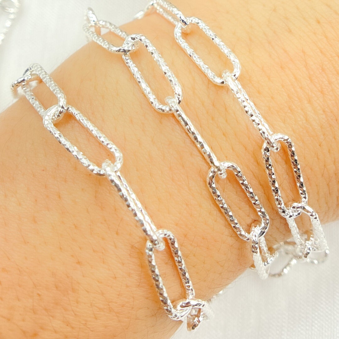 1FT Sterling Silver 925 Cable Link Chain With Rectangular Loops 16x5mm ...