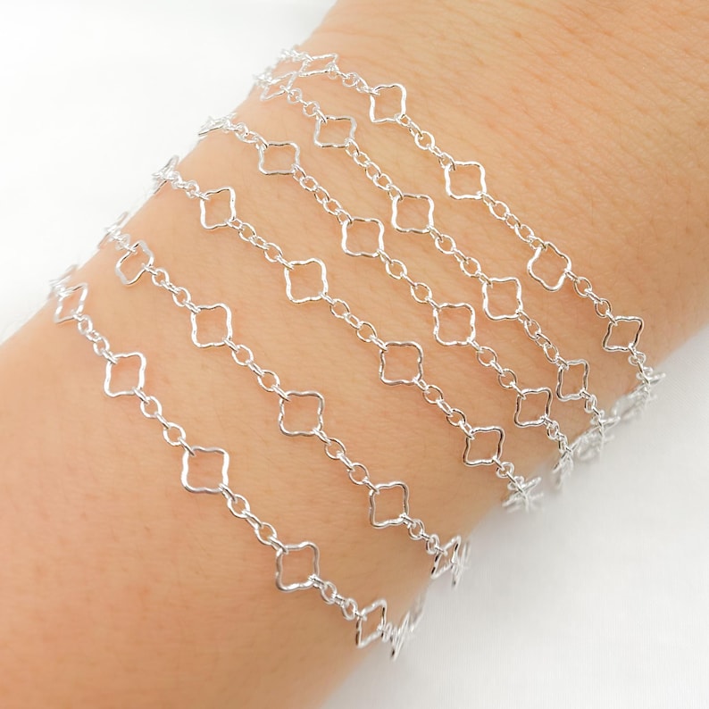 Sterling Silver Clover Link Chain: 5mm Jewelry Supply, Sold by Foot ...