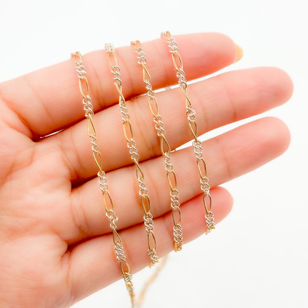 Gold Filled Figaro Chain, Sterling Silver Mixed-metal Chain, Sold by ...