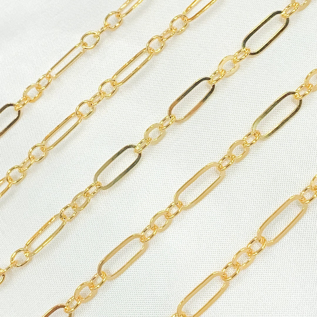 14k Gold Filled Flat Chain by Foot. Long and Short Link Chain. 14K Gold ...