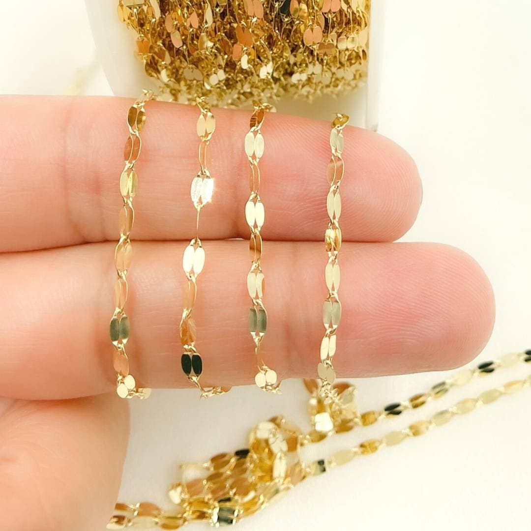 Solid Yellow Gold Mariner Link Chain, Minimalist Chain, Flat Chain ...