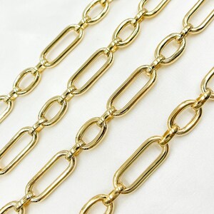 Gold-plated 925 Sterling Silver Smooth Long & Short Links Chain, Gold ...