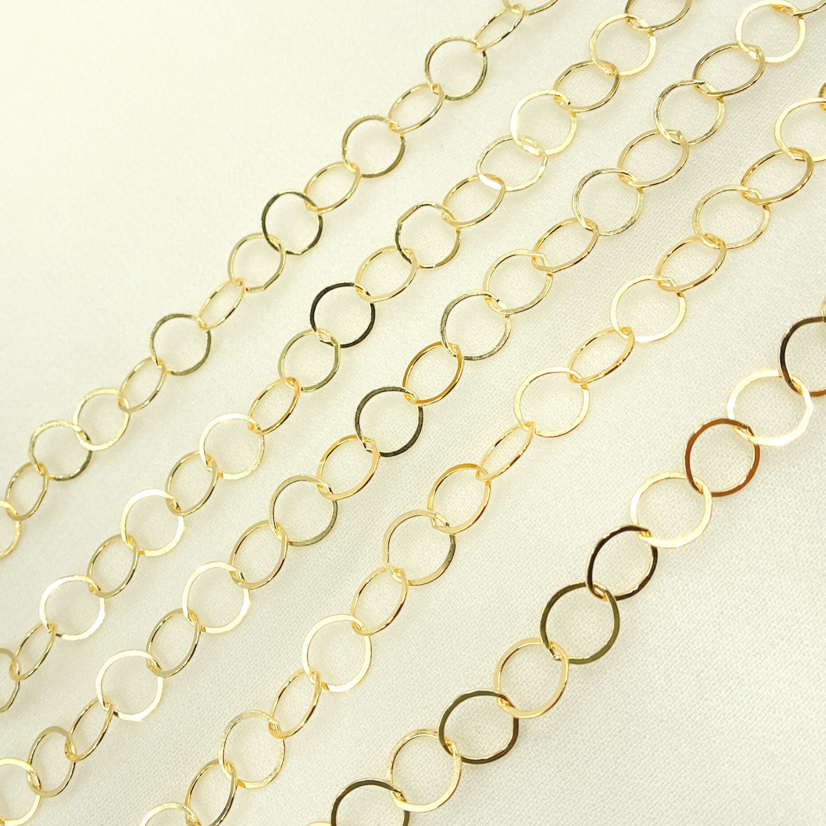 14k Gold Filled Chain by Foot Unfinished Medium Flat Circle - Etsy