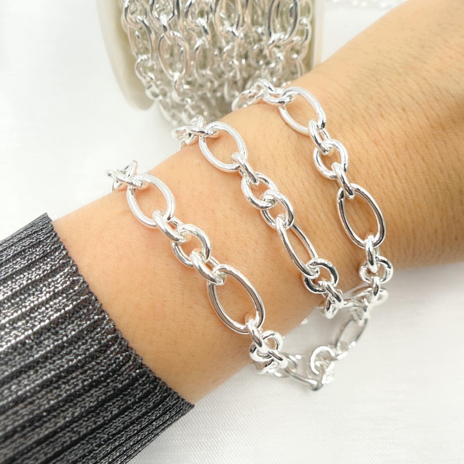 Sterling Silver Chain Thick, Big Gauge Oval Links, Modern Necklace From ...