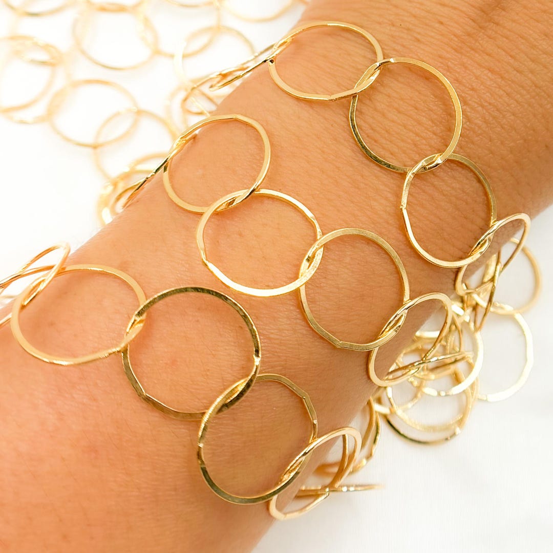 1FT 19mm 14k Gold Filled Chain by Foot, Unfinished Flat Big Circle ...