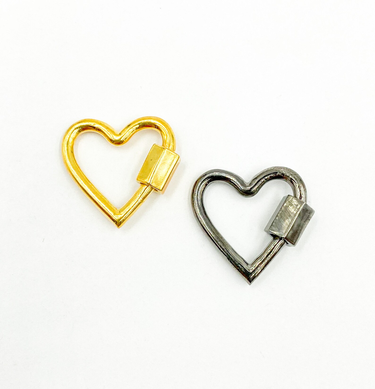 Heart Shape Screw Lock 925 Silver 20 Mm Heart Clasp 18k Gold - Etsy