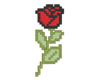 Pixel Heart Embroidery File | Retro 8-bit Design | .pes .dst .exp | for ...