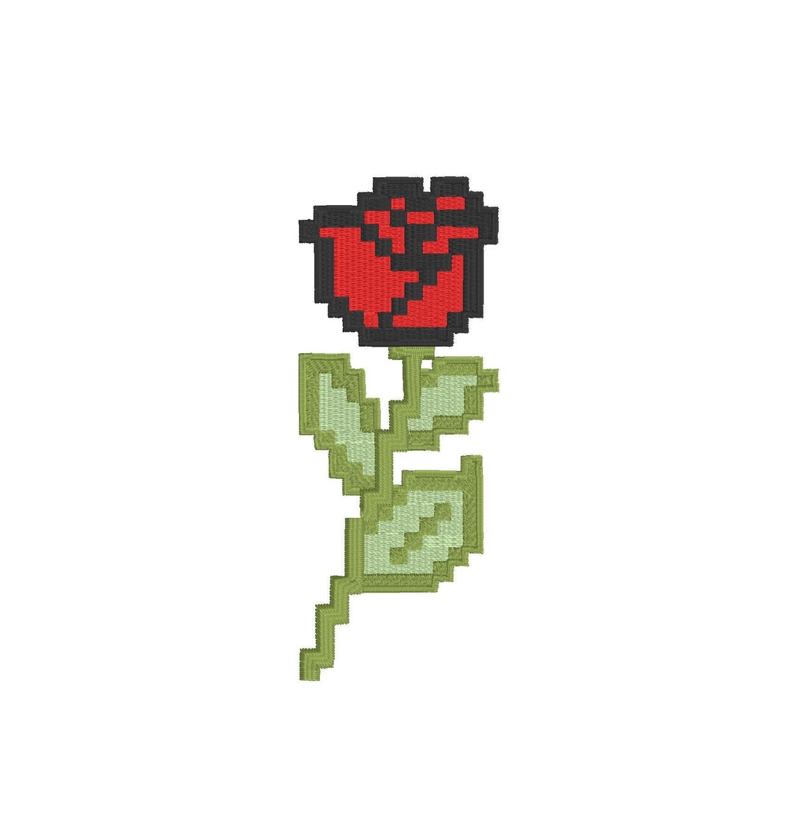 8-bit Retro Pixel Rose - Embroidery File - Etsy