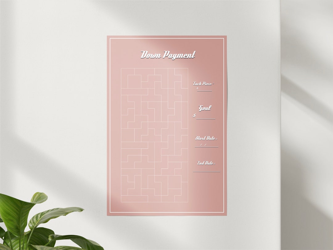 Savings Tracker Poster/chart Down Payment Pink - Etsy