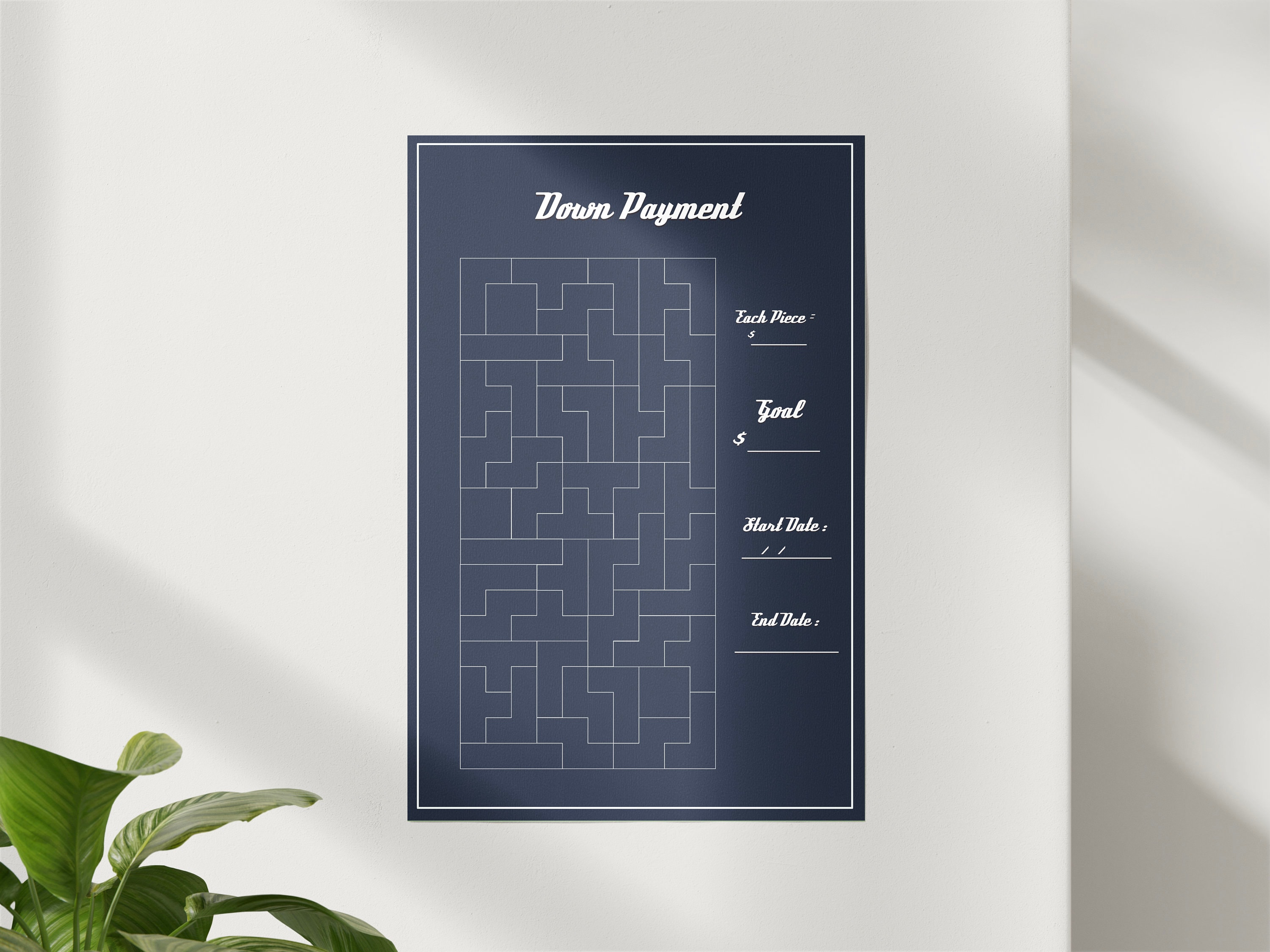 Savings Tracker Poster/chart Down Payment Blue - Etsy