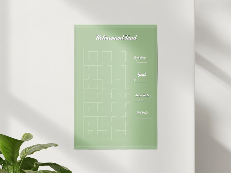 Savings Tracker Poster/chart Retirement Fund Green - Etsy