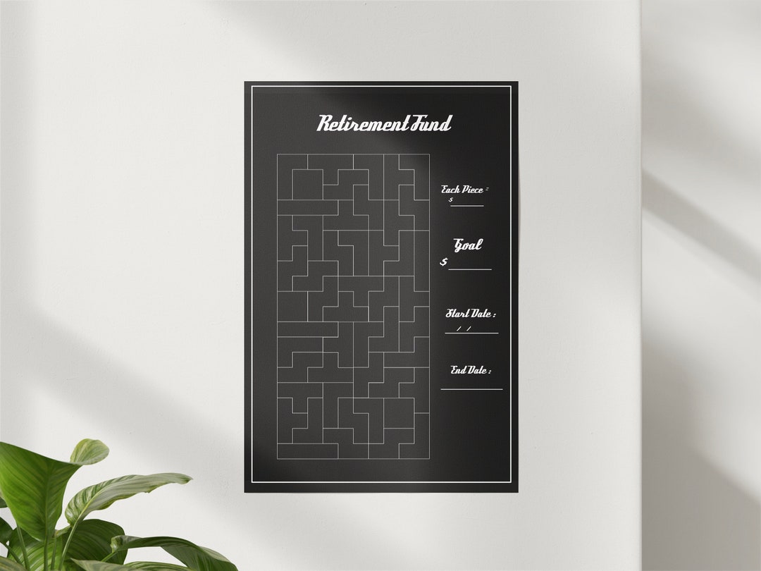 Savings Tracker Poster/chart Retirement Fund Black - Etsy