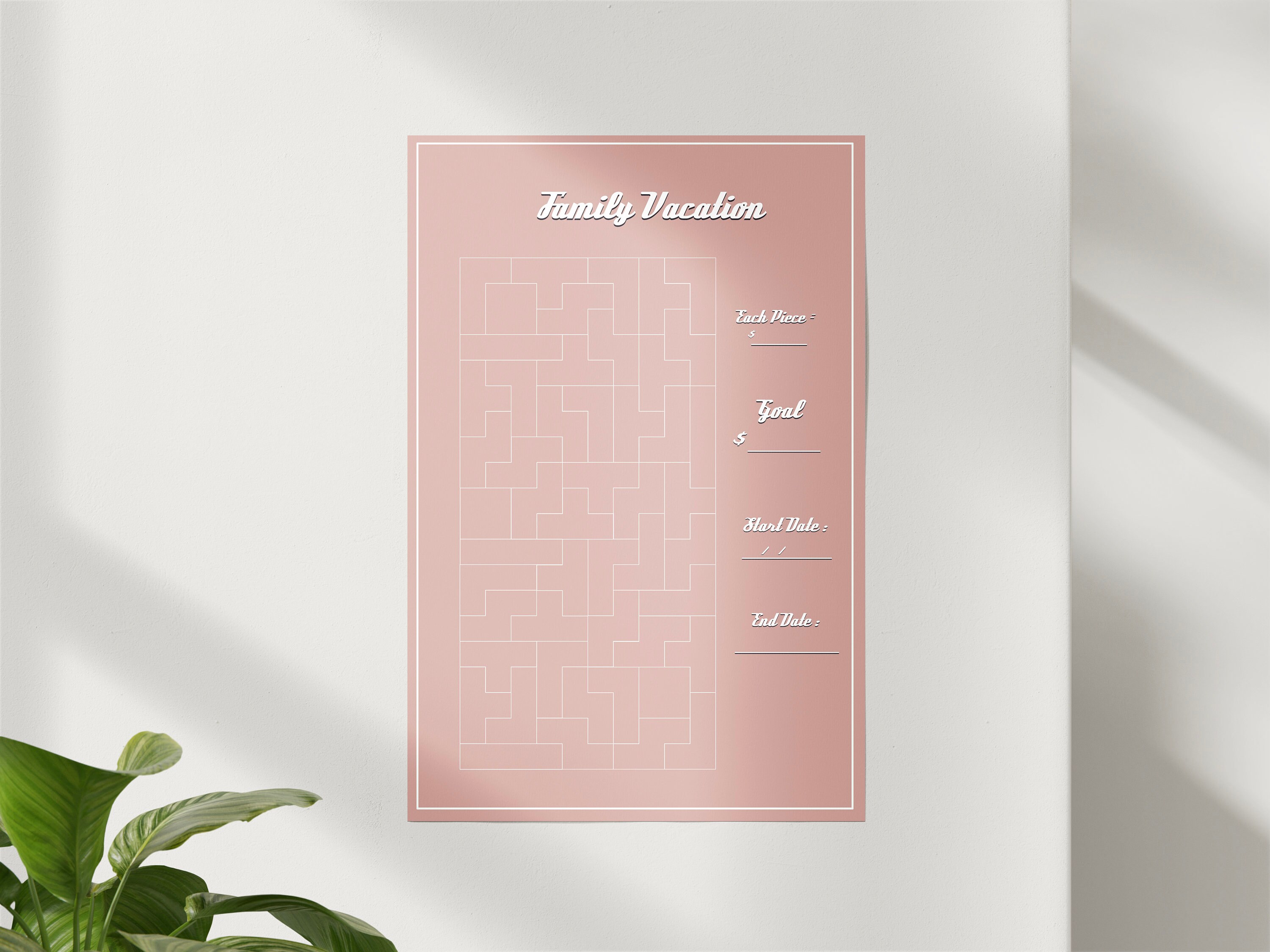 Savings Tracker Poster/chart Family Vacation Pink - Etsy