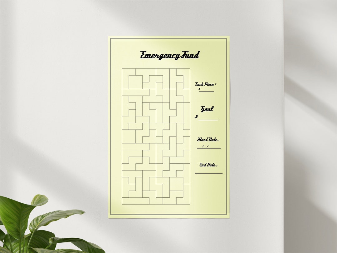 Savings Tracker Poster/chart Emergency Fund Yellow - Etsy